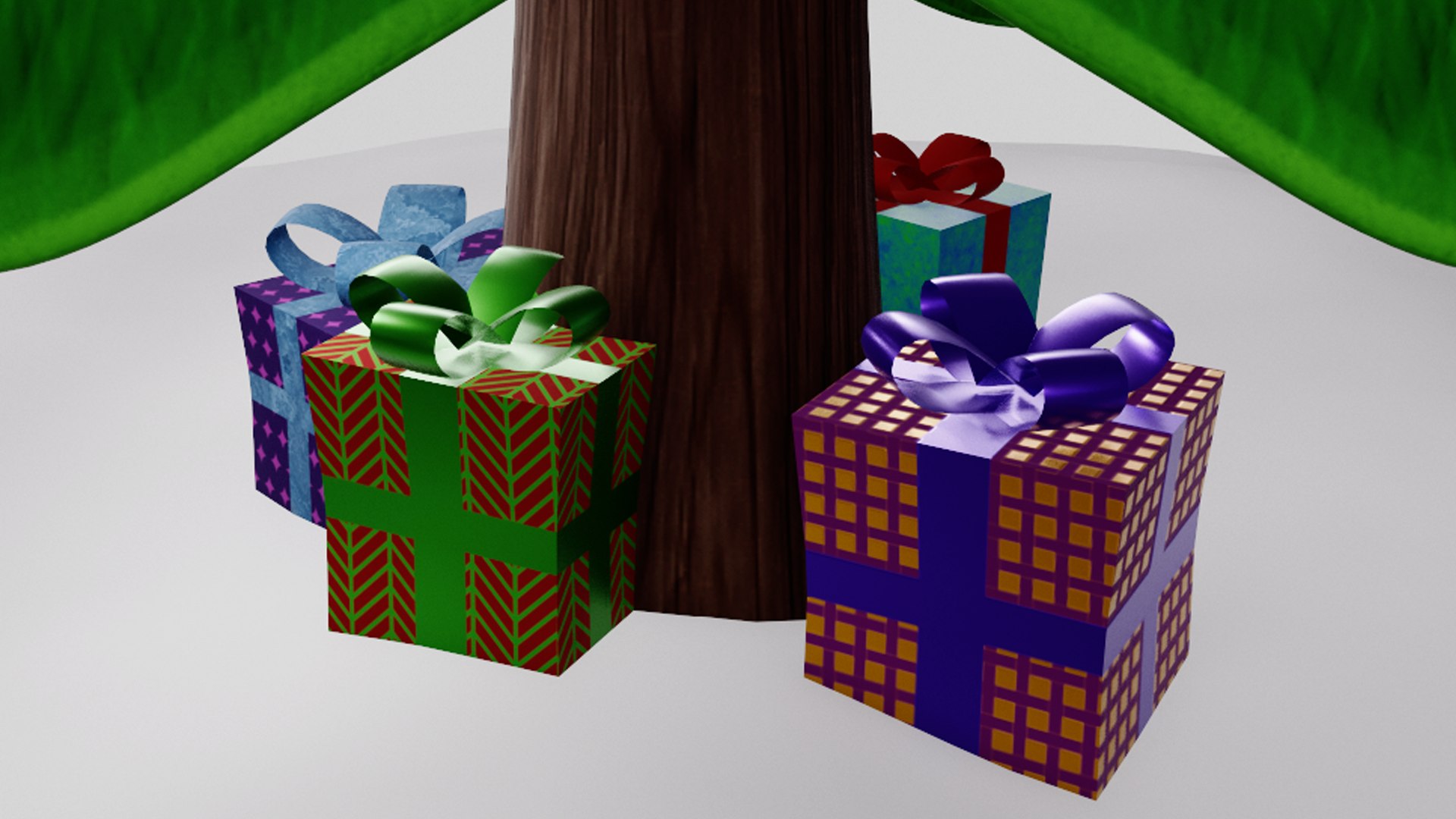 Cartoon Christmas Tree With Gifts 3D - TurboSquid 1994339