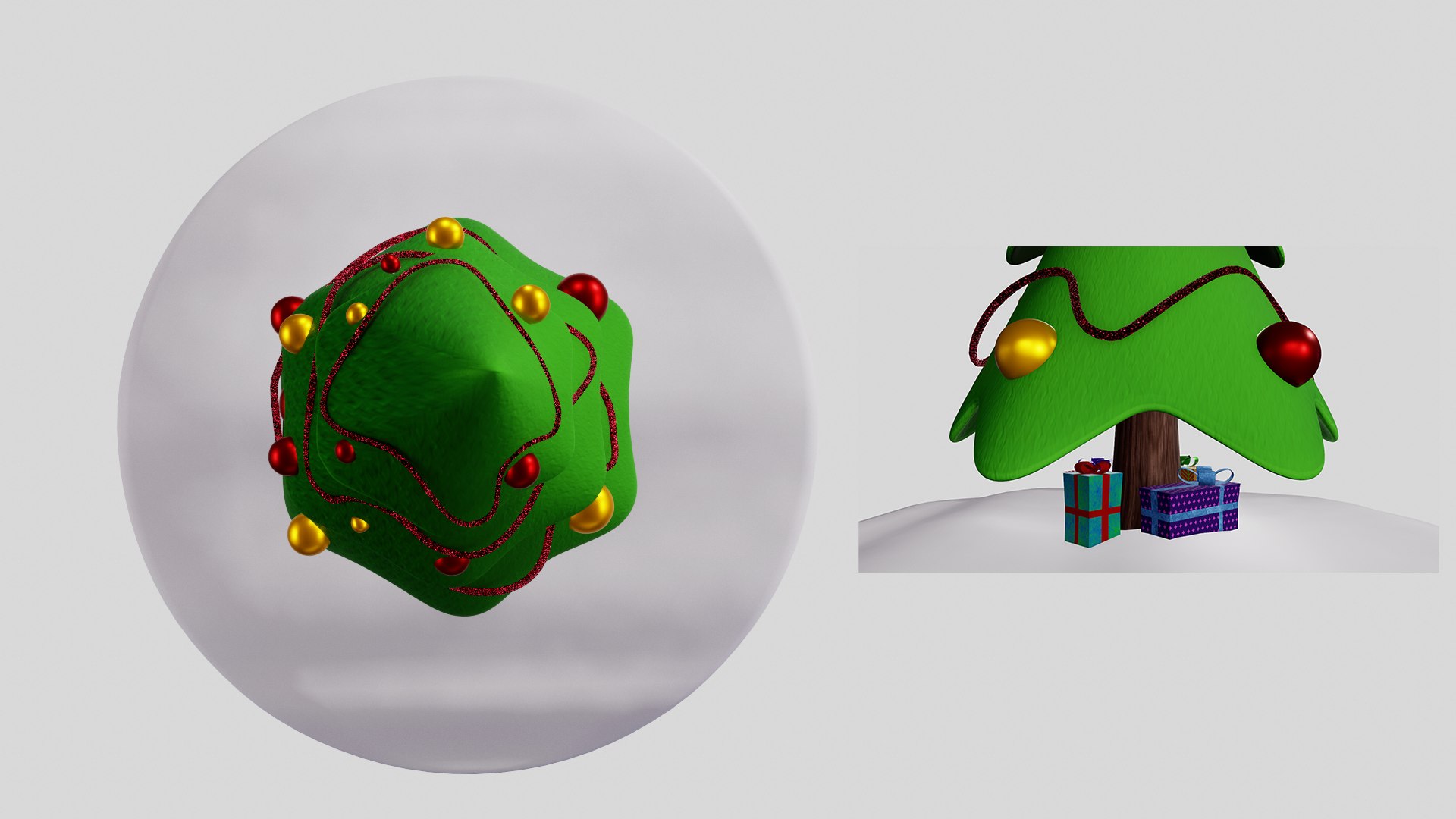 Cartoon Christmas Tree With Gifts 3D - TurboSquid 1994339
