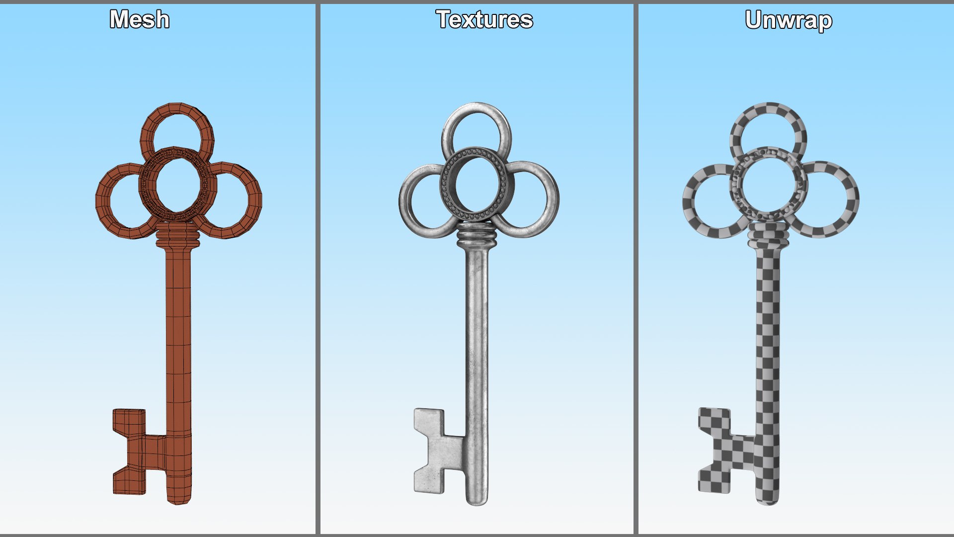 3D Traditional Skeleton Key Silver Model - TurboSquid 2246378