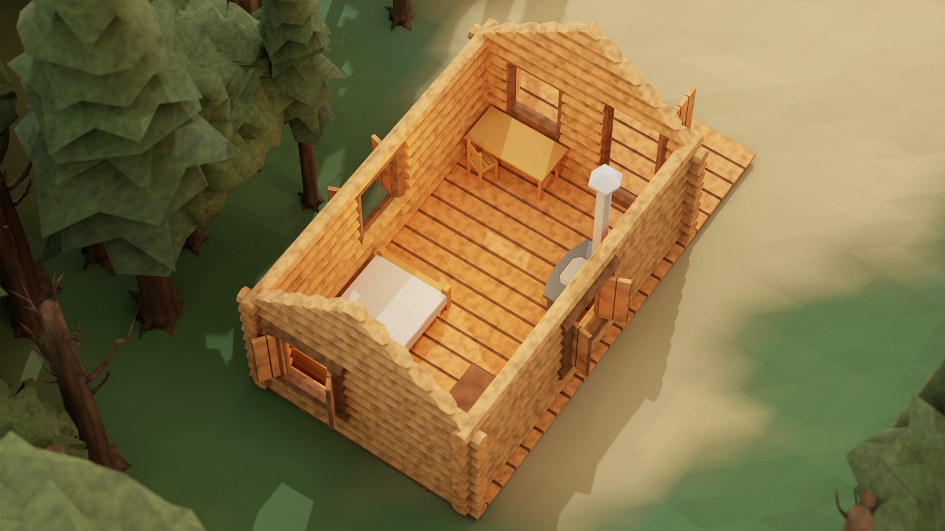 3D Low Poly Cabin - TurboSquid 2226444