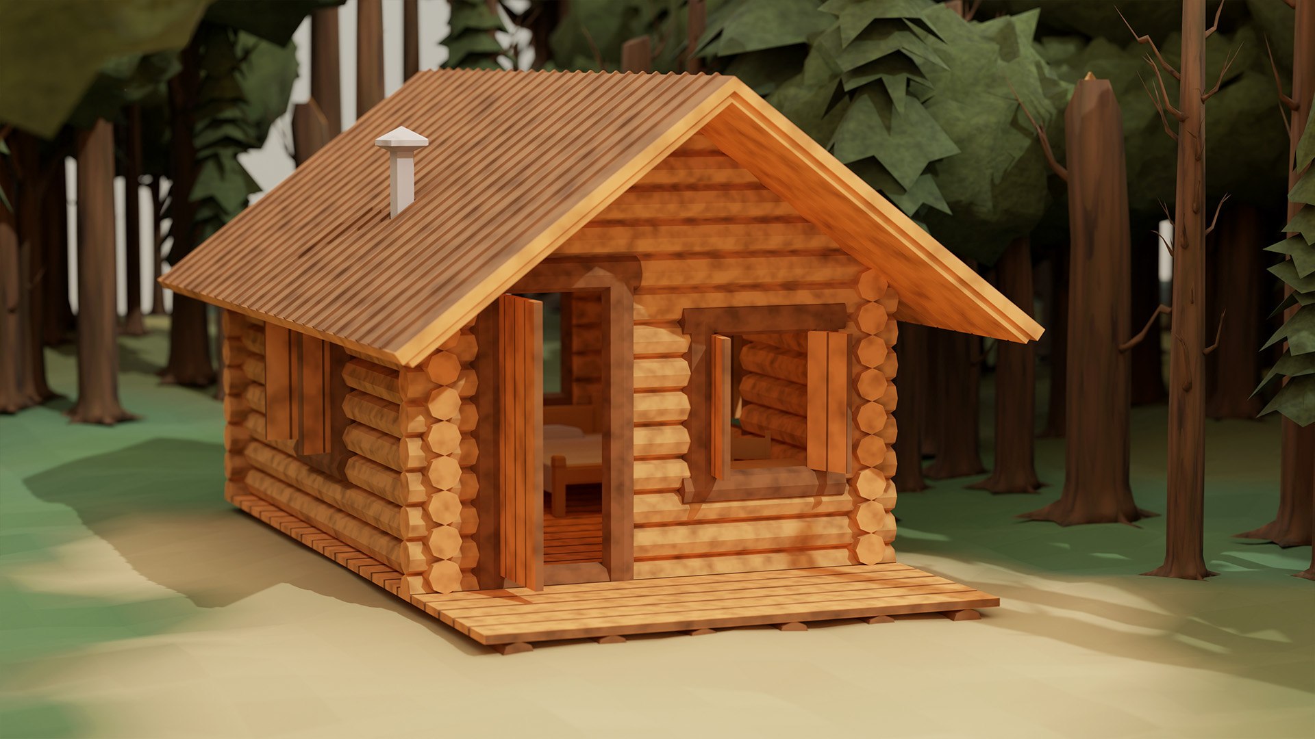 3D Low Poly Cabin - TurboSquid 2226444