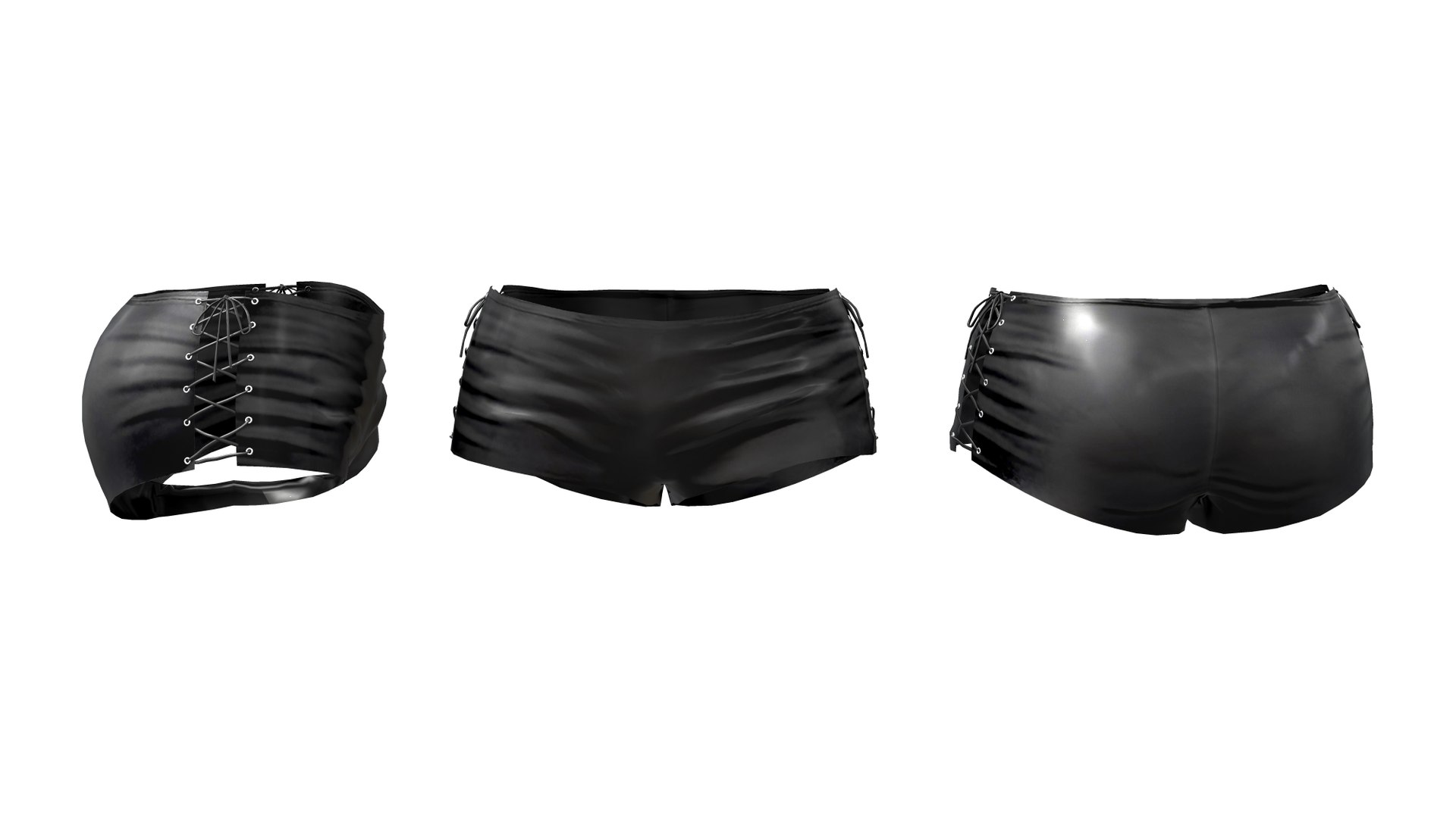 3D Micro Shorts With Side Lace - TurboSquid 1757048