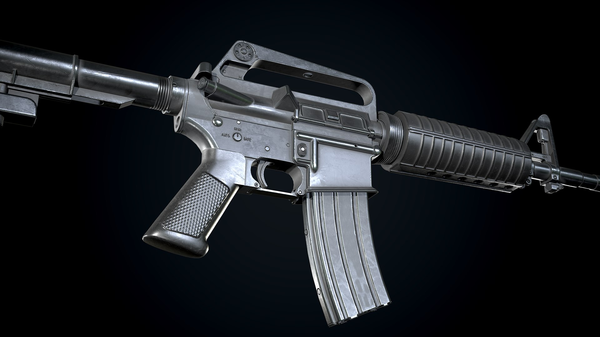 CAR-15 Assault-Rifle Worn PBR Low-poly 3D Model - TurboSquid 1781399