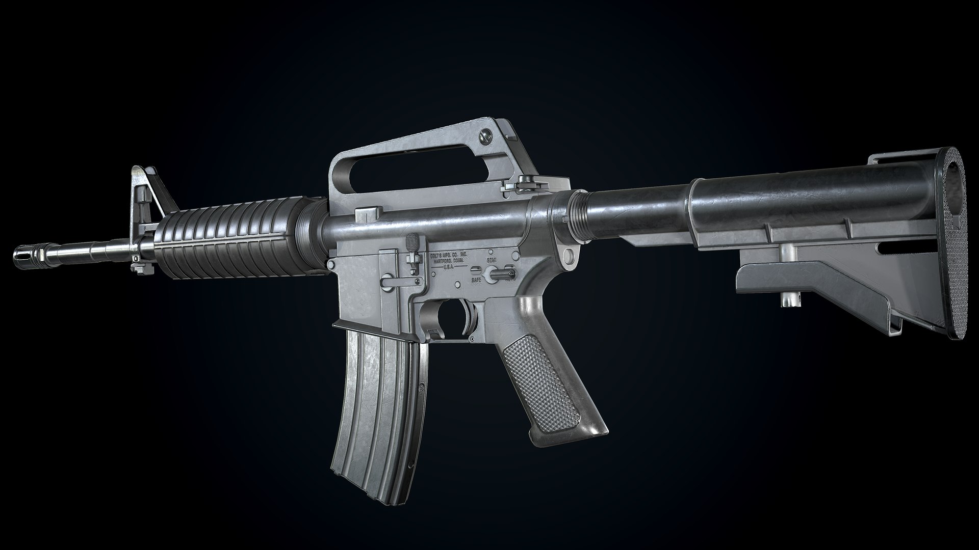 CAR-15 Assault-Rifle Worn PBR Low-poly 3D Model - TurboSquid 1781399