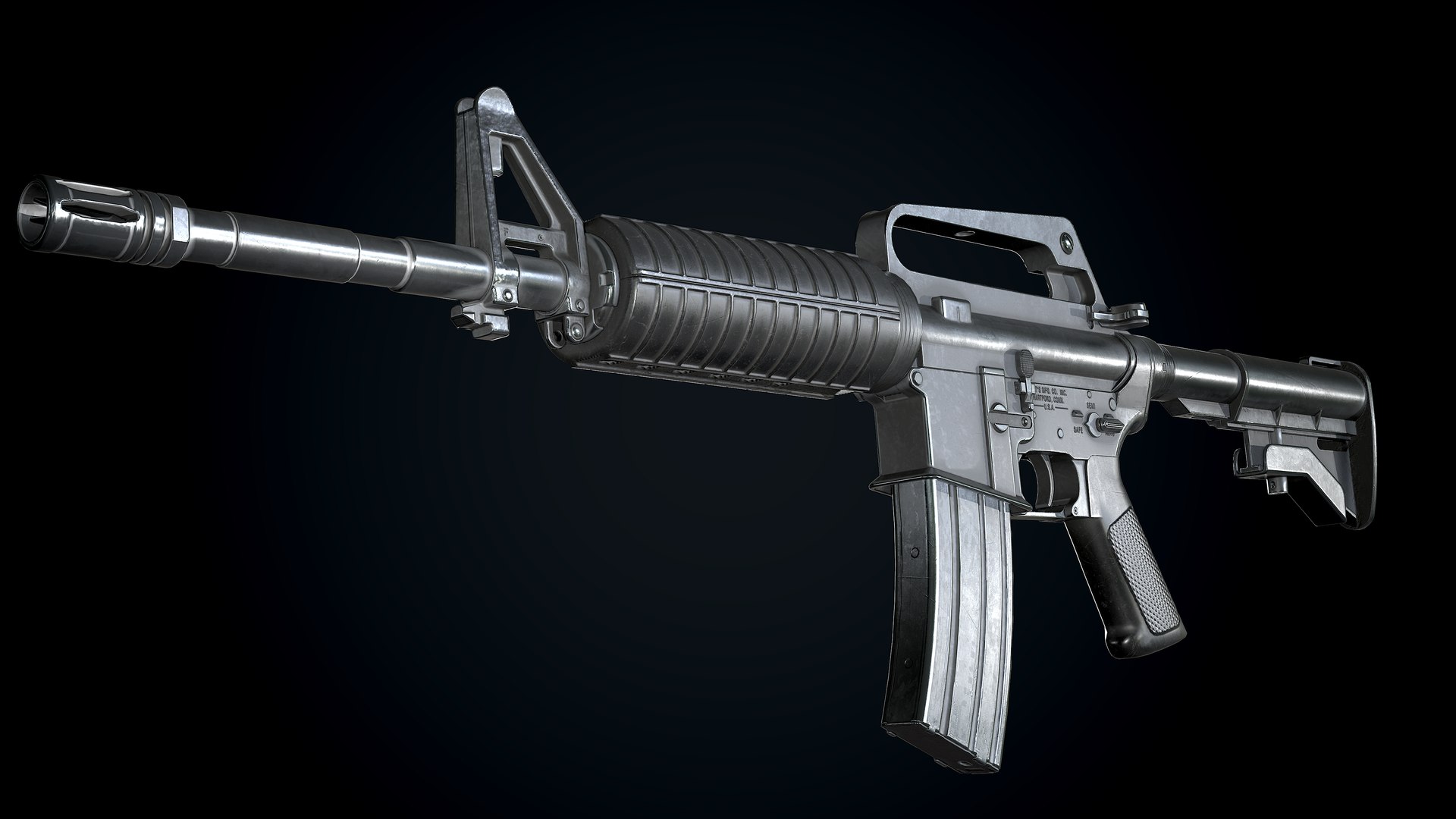 CAR-15 Assault-Rifle Worn PBR Low-poly 3D Model - TurboSquid 1781399