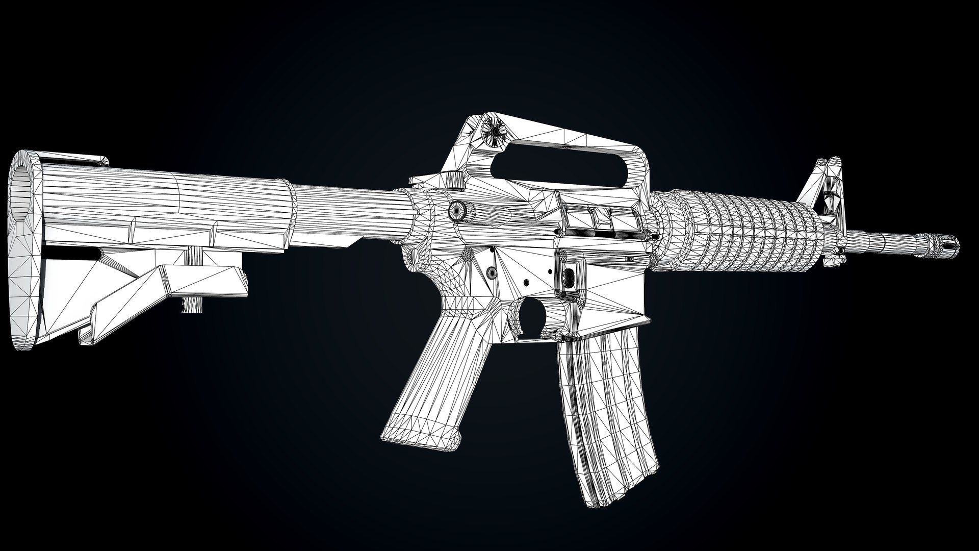 CAR-15 Assault-Rifle Worn PBR Low-poly 3D Model - TurboSquid 1781399