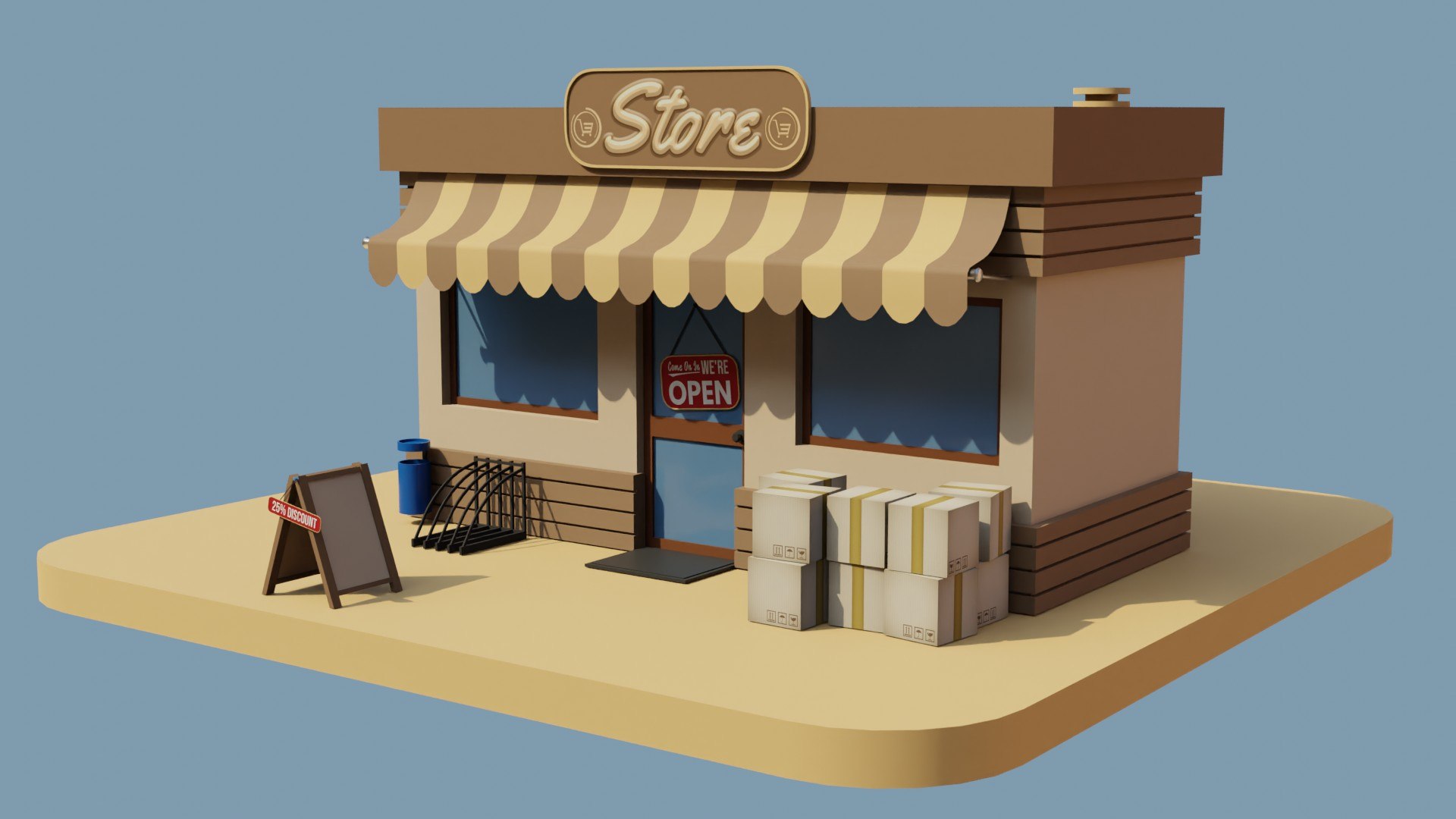 3D Five Stores Of High Quality Low-poly 3D Model Model - TurboSquid 1945601