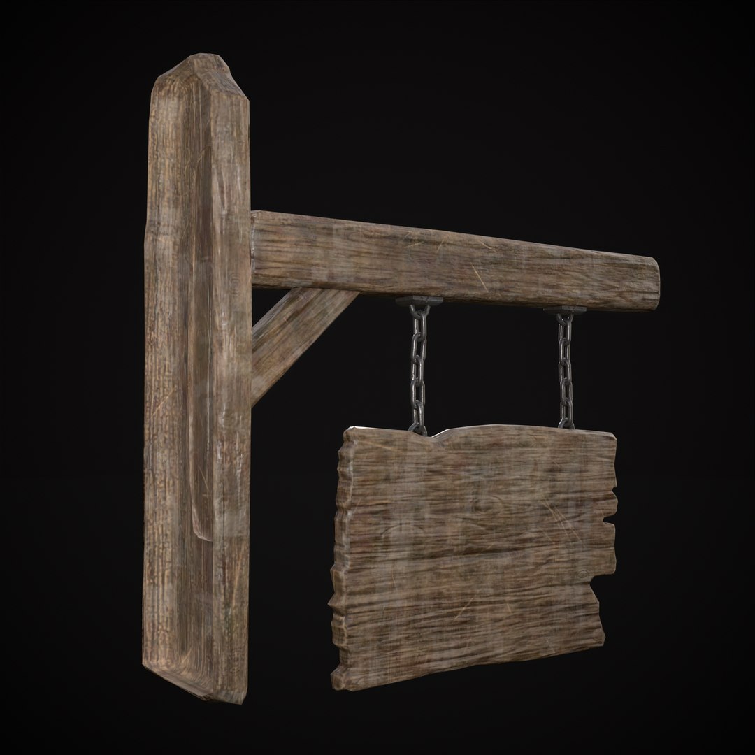 Rustic Wooden Signboard 3D Model - TurboSquid 2177186