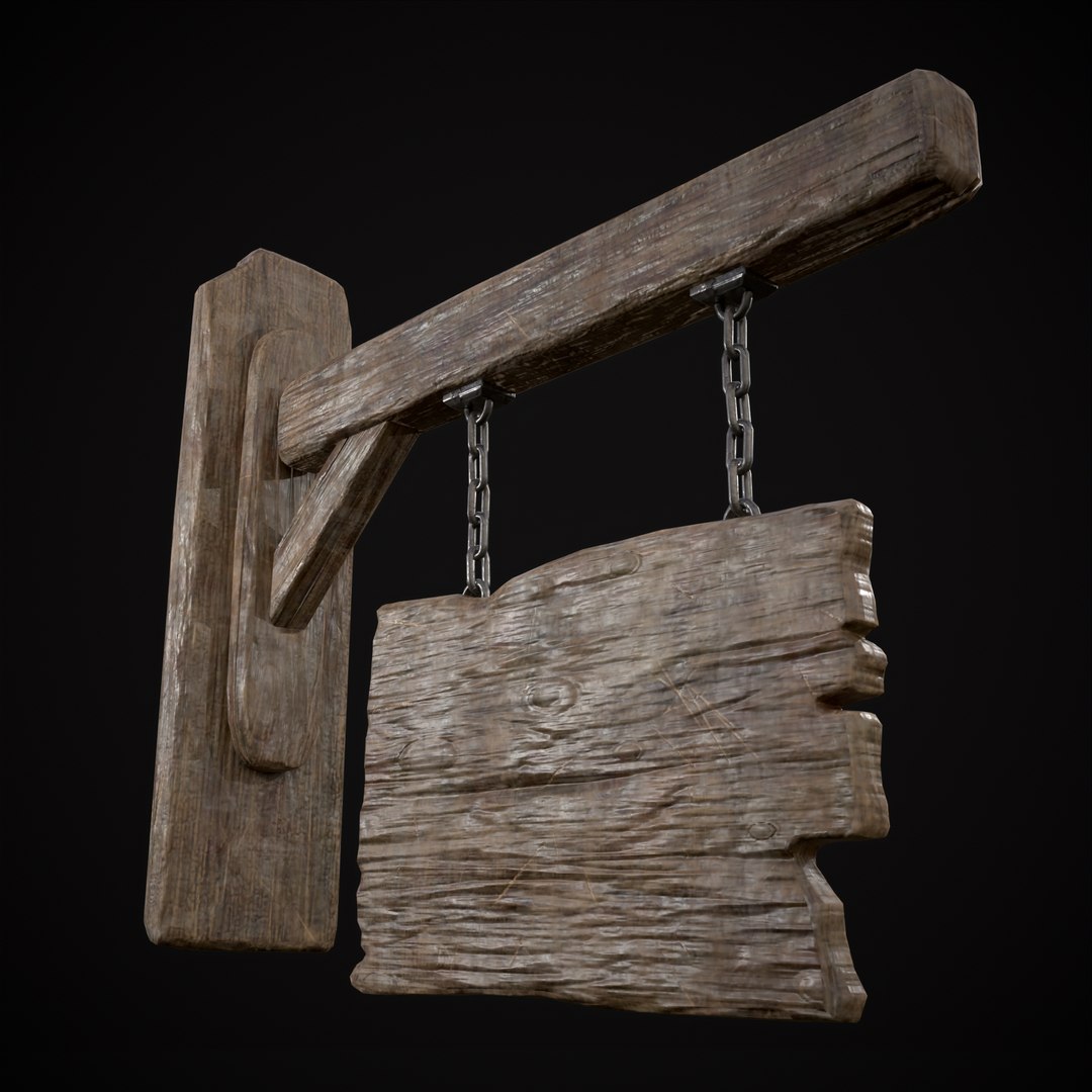 Rustic Wooden Signboard 3D Model - TurboSquid 2177186