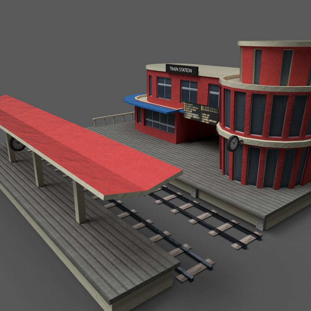 Cartoony Train Station 3D Model - TurboSquid 1243895