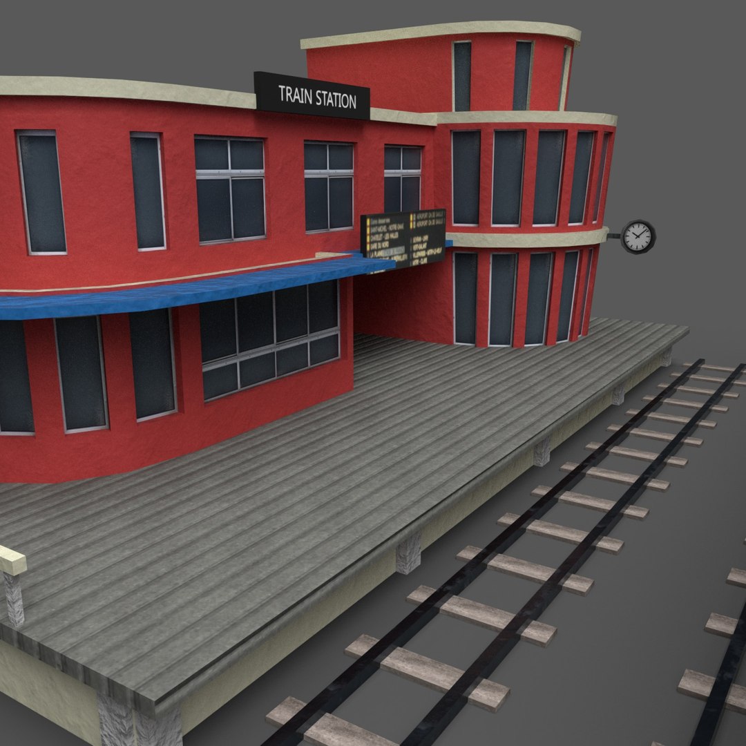 Cartoony Train Station 3D Model - TurboSquid 1243895