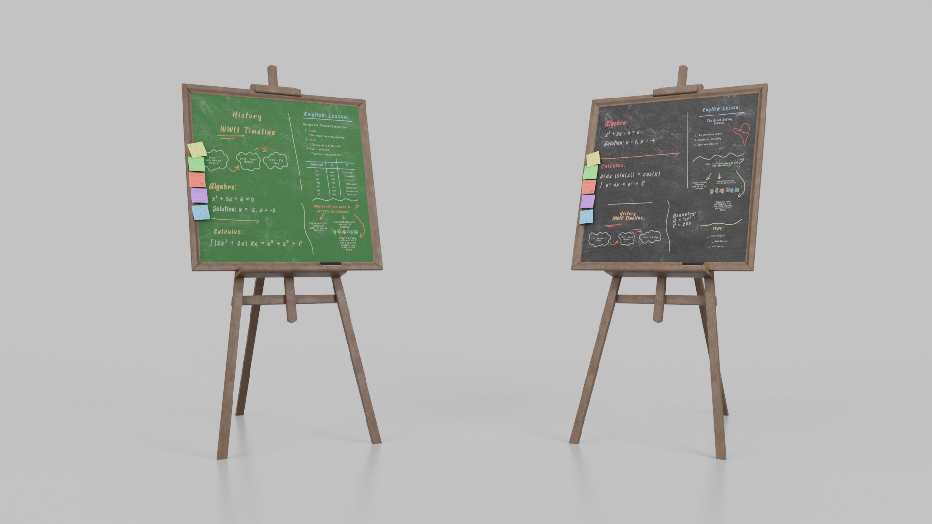 Complete Wooden Chalkboards - Standing Writing Board Collection 3D ...