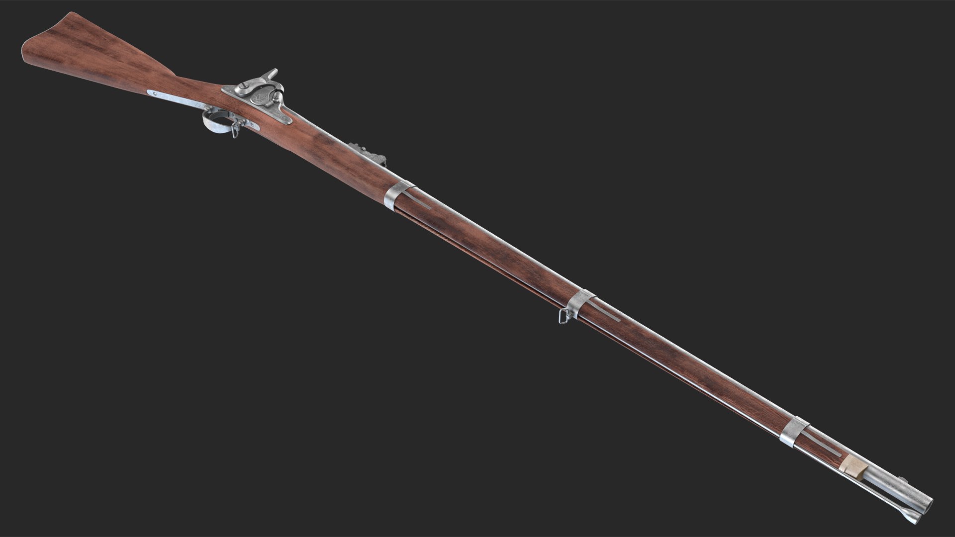 3D Model Vintage Flintlock Rifle - TurboSquid 2229470