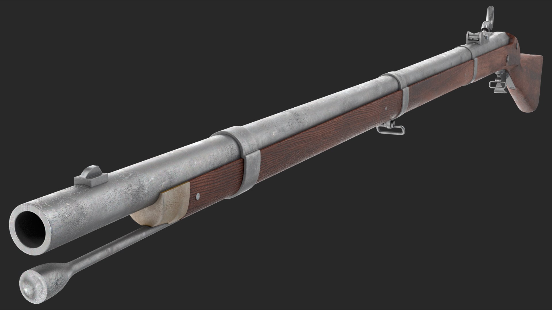 3D Model Vintage Flintlock Rifle - TurboSquid 2229470