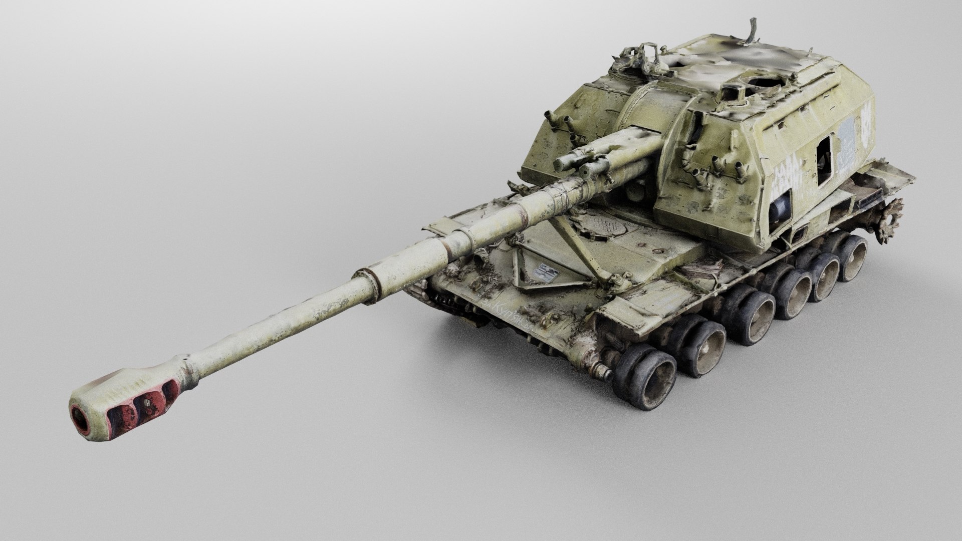 Destroyed 2S19 Msta 152 Mm Self-propelled Howitzer M1990 Farm 3D ...