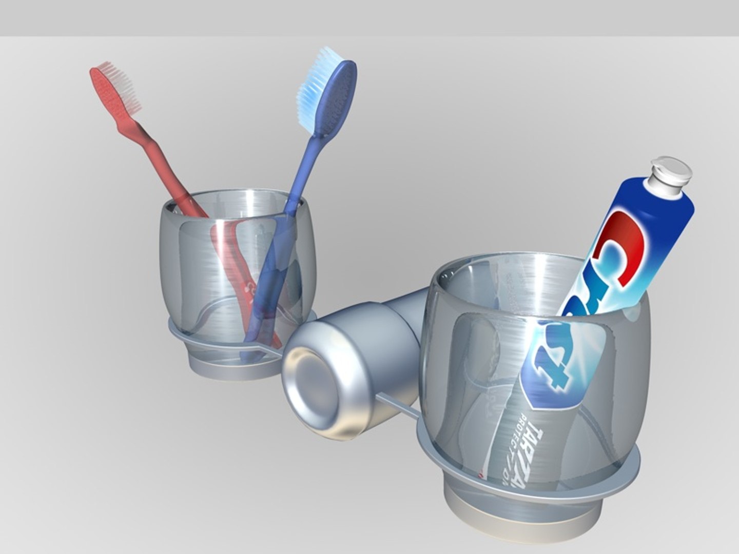 3d Toothbrush Set Model