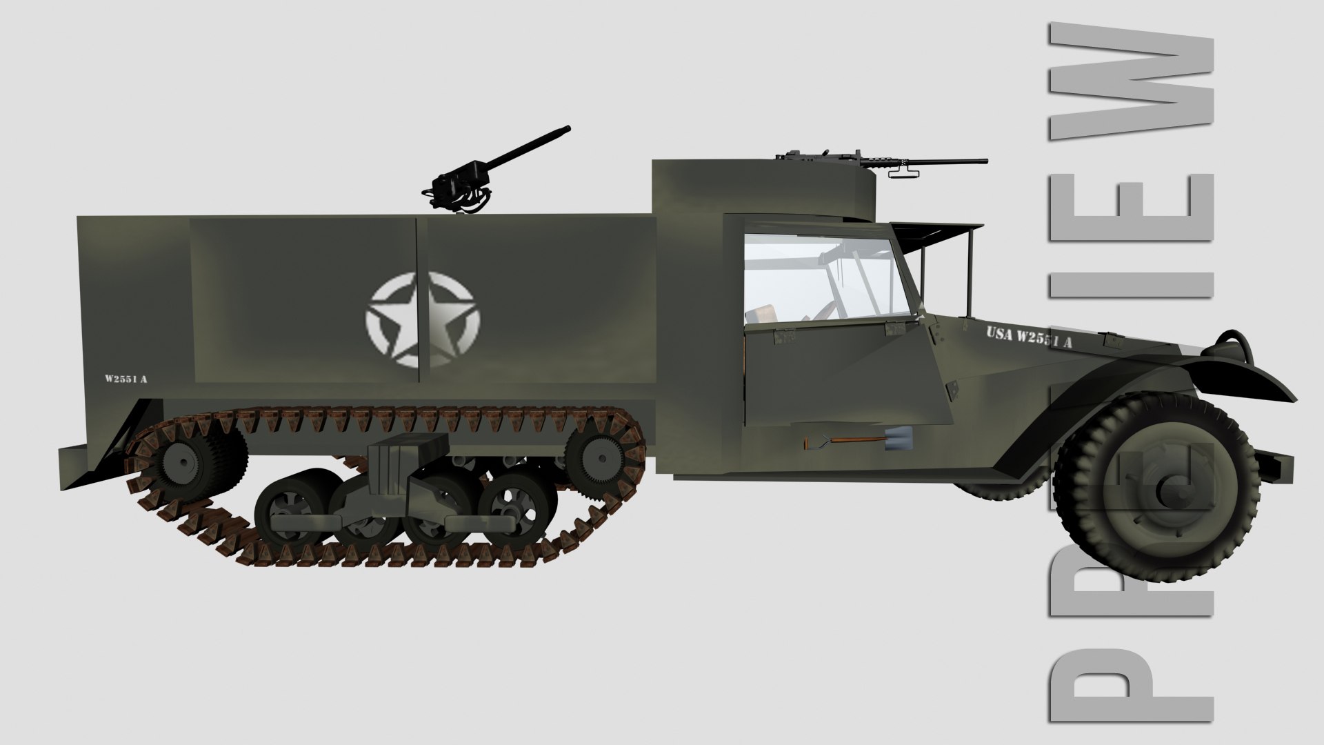 3d M2a1 Halftrack Model