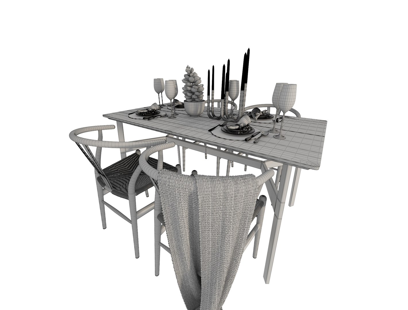 3D Dinner Table Set - TurboSquid 2022467