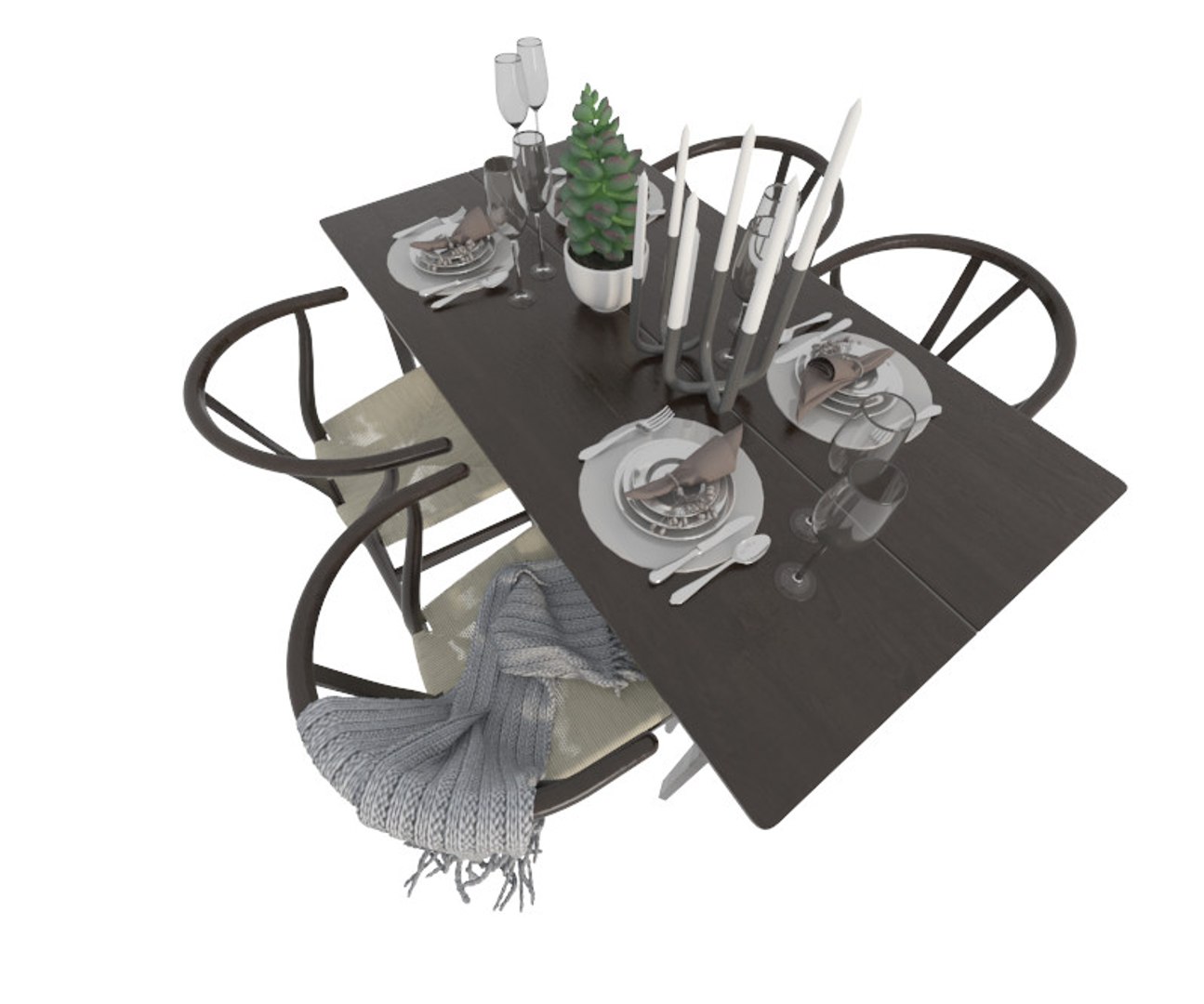 3D Dinner Table Set - TurboSquid 2022467