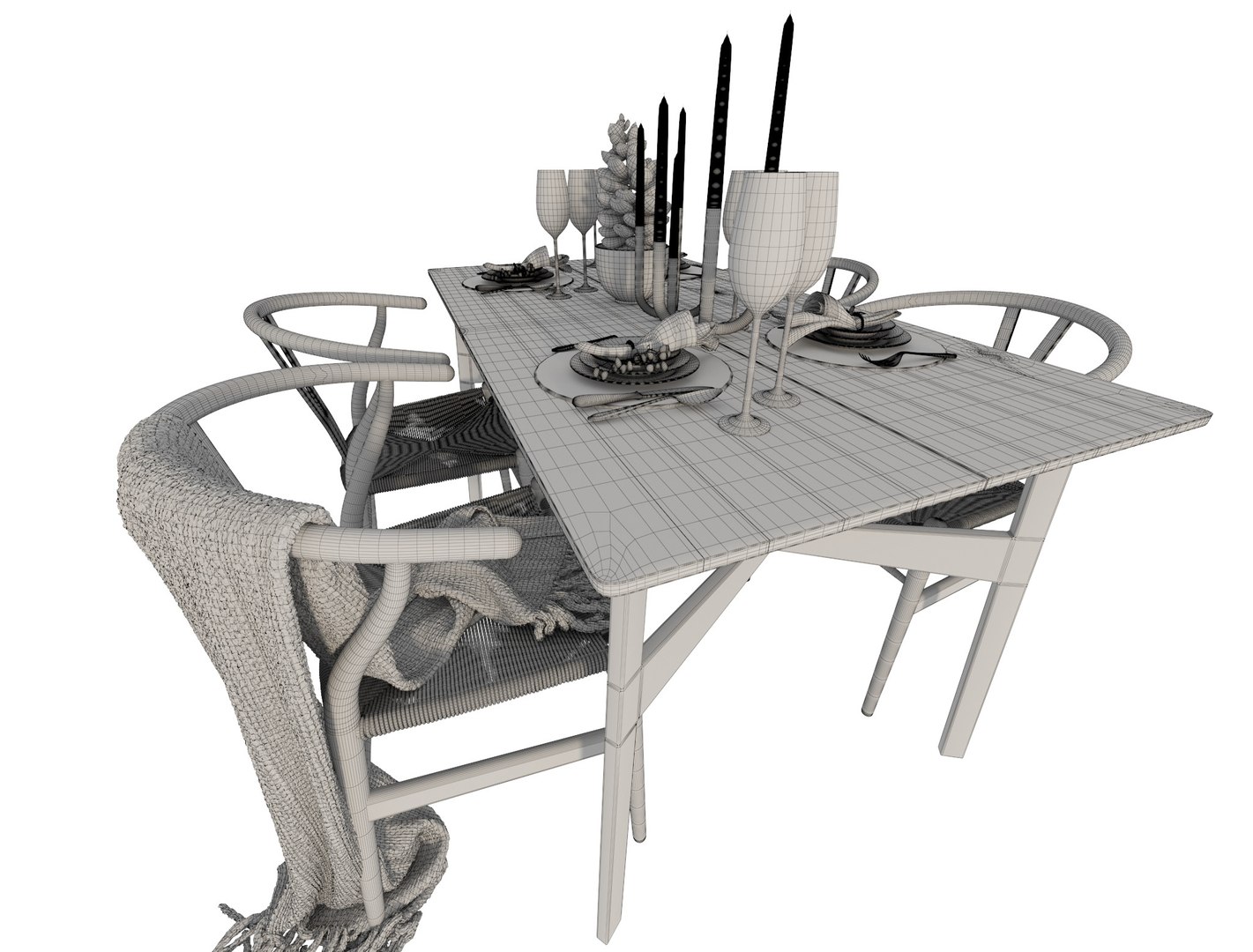 3D Dinner Table Set - TurboSquid 2022467