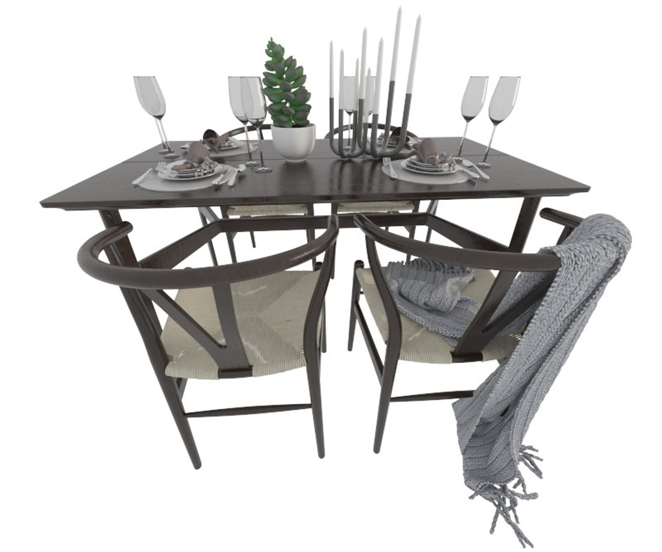 3D Dinner Table Set - TurboSquid 2022467