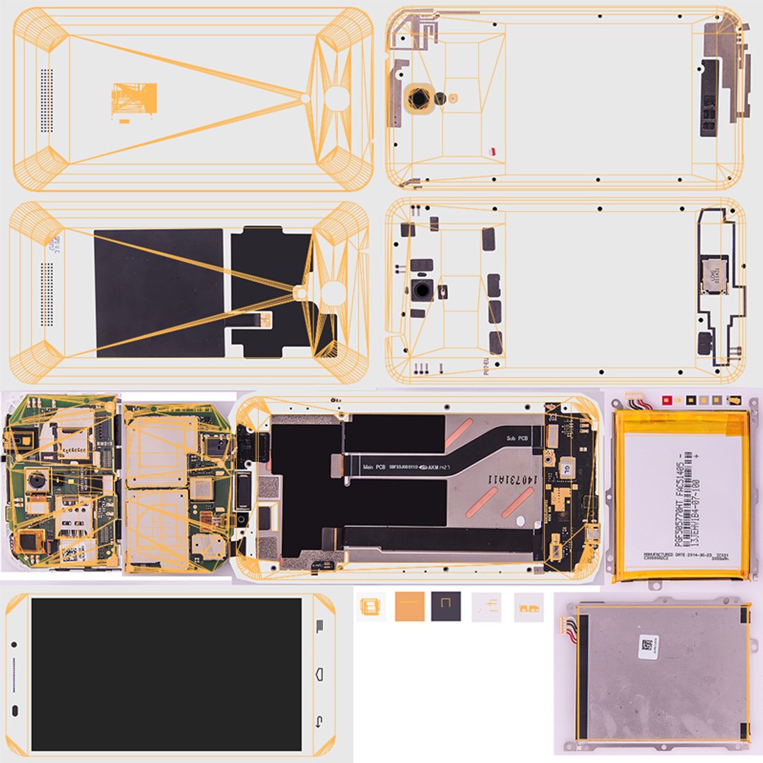 Disassembled Mobile Phone 3D Model - TurboSquid 1553249