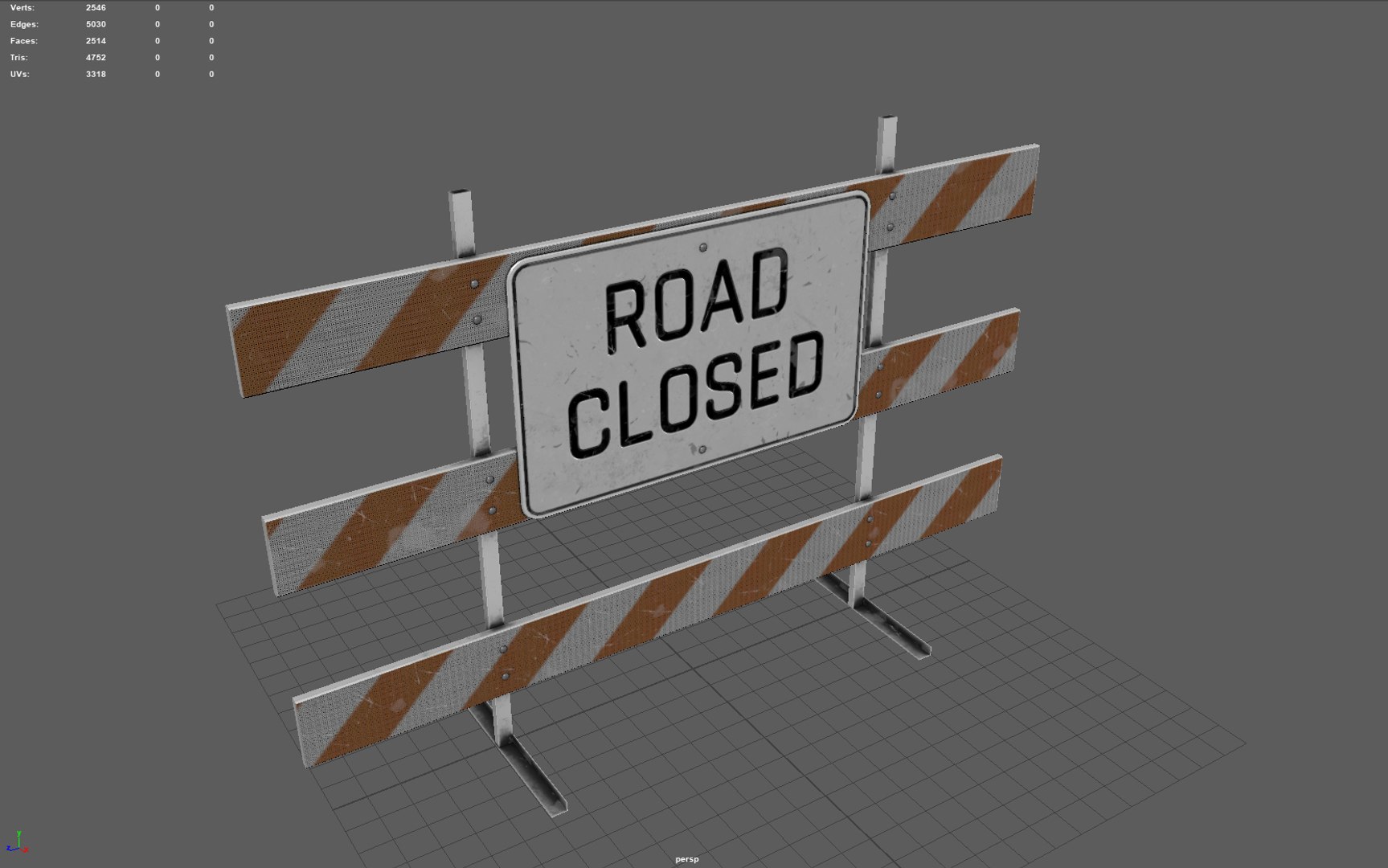 3D Road Closed Sign Model - TurboSquid 2137617