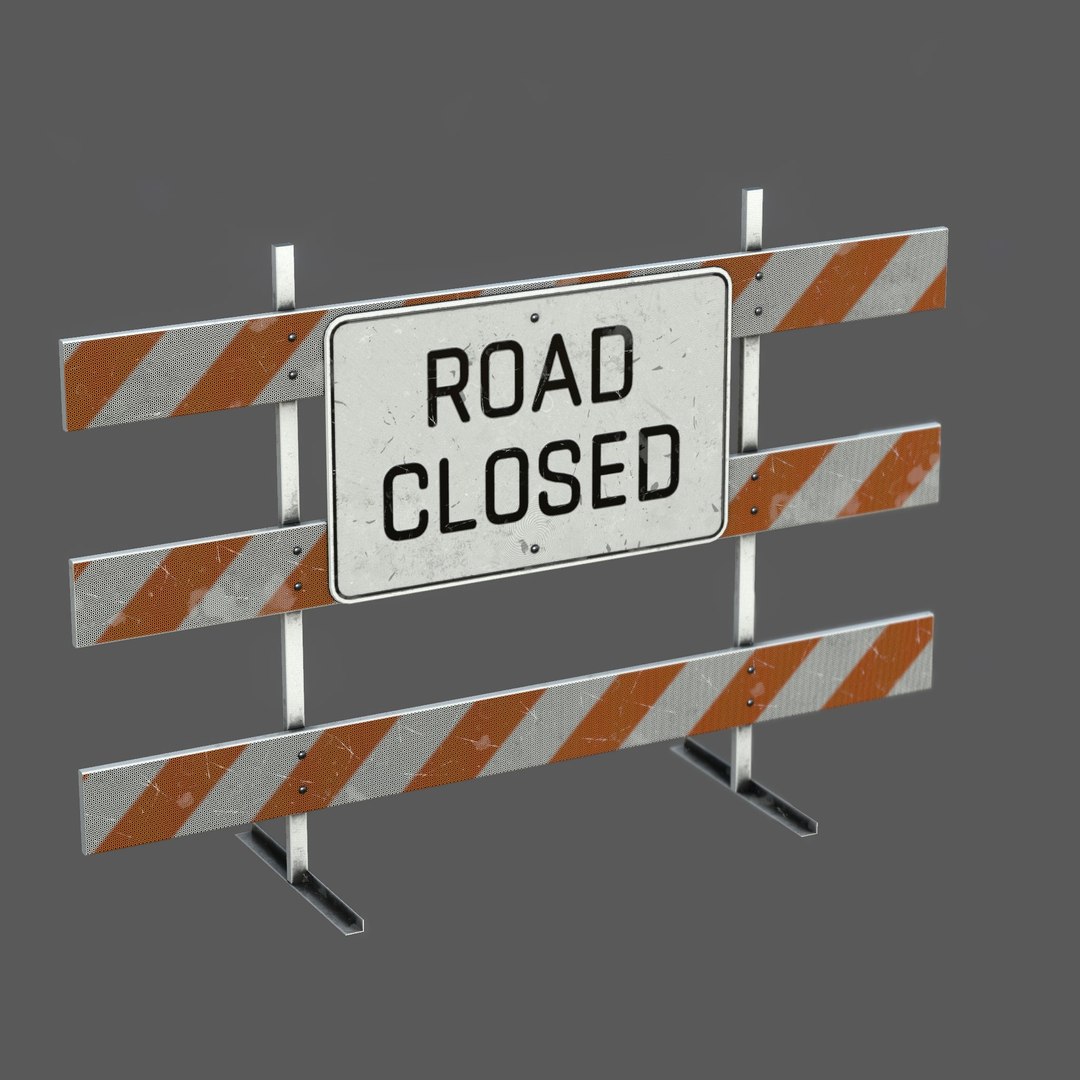 3D Road Closed Sign Model - TurboSquid 2137617