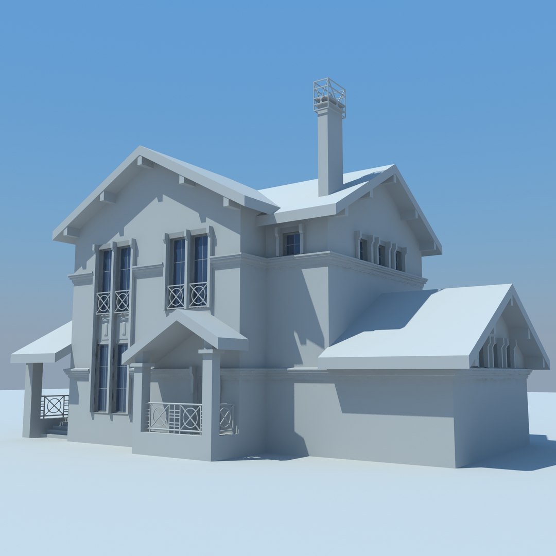 3d cottage house buildings model