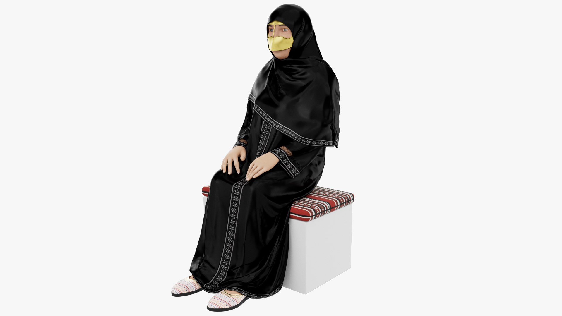 3D Old Arab Lady Sitting Model - TurboSquid 2203629