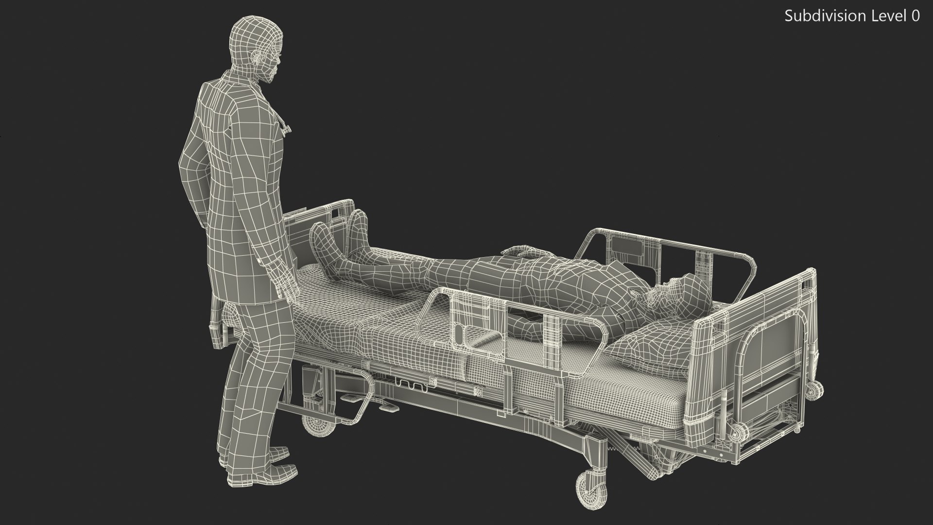 Patient on Hospital Bed And Doctor 3D model - TurboSquid 1849828