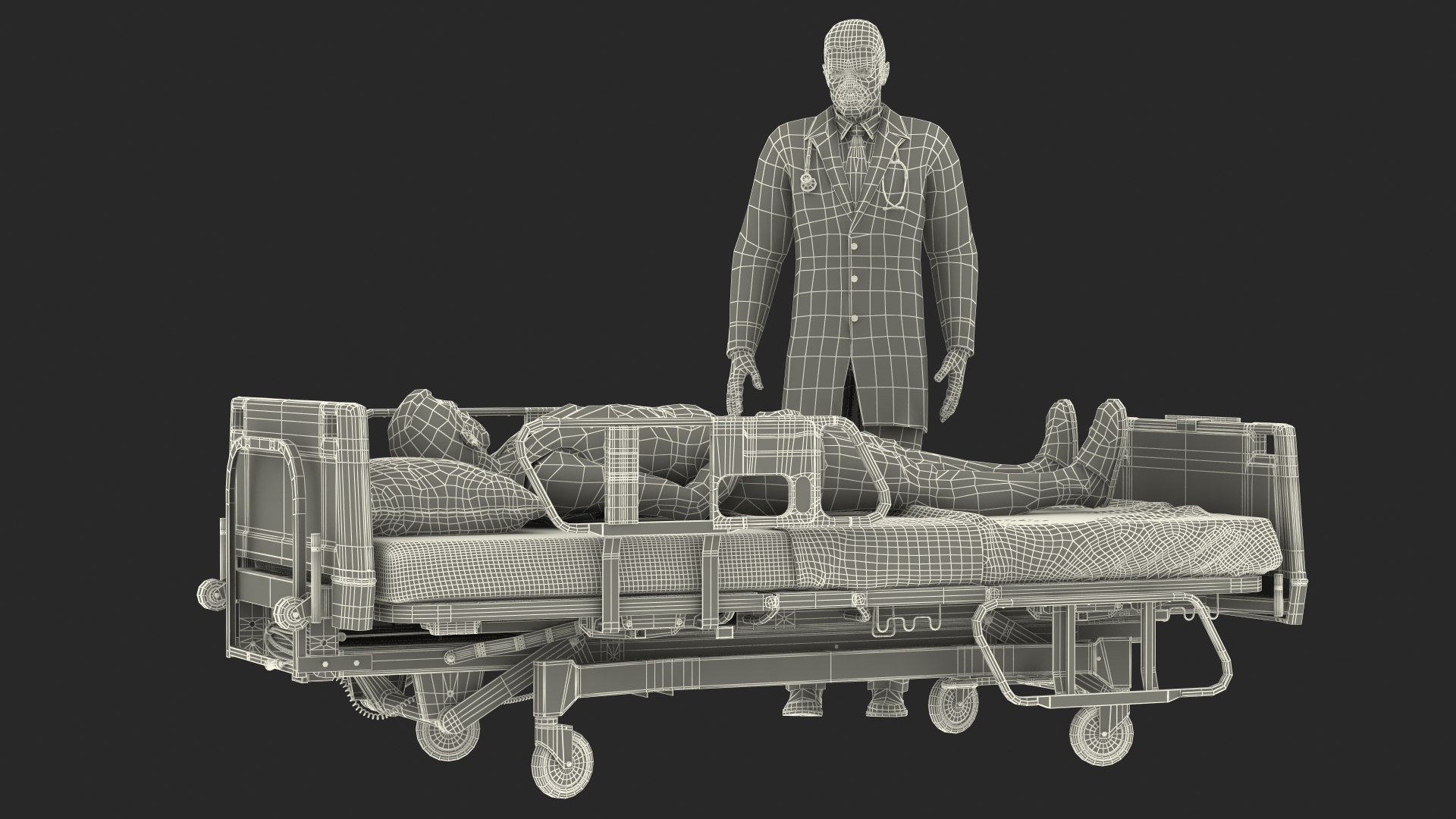Patient on Hospital Bed And Doctor 3D model - TurboSquid 1849828