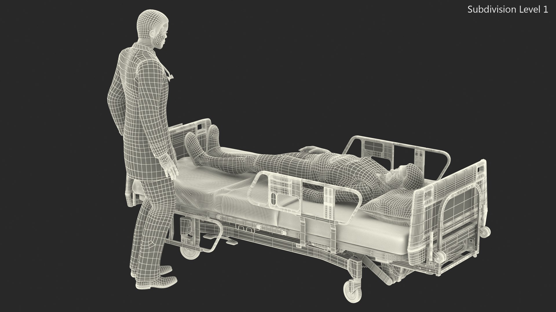 Patient on Hospital Bed And Doctor 3D model - TurboSquid 1849828