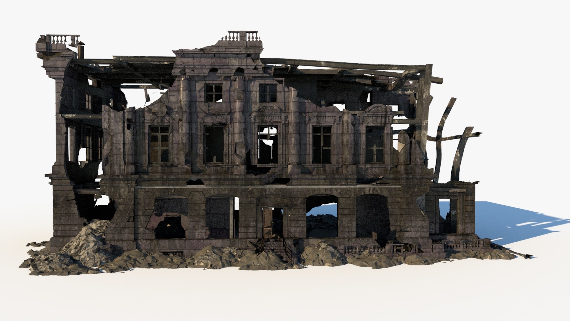 Detailed Ruined Building A11 Model - TurboSquid 1843559