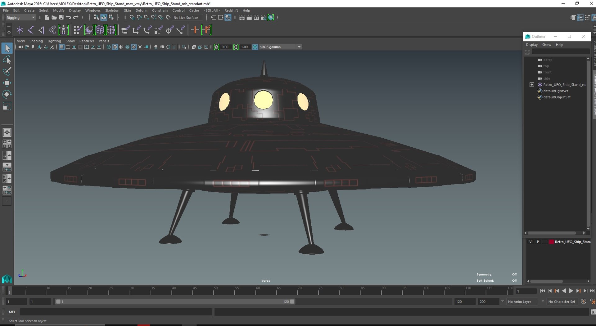 3D Retro UFO Ship Stand - TurboSquid 2113342