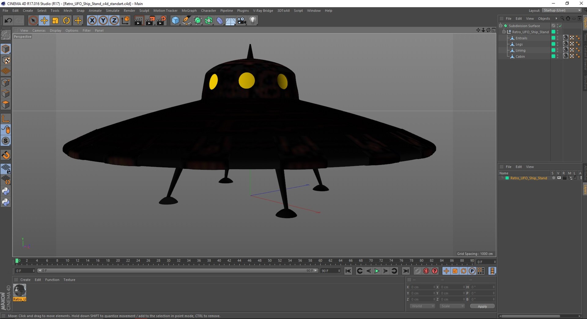 3D Retro UFO Ship Stand - TurboSquid 2113342