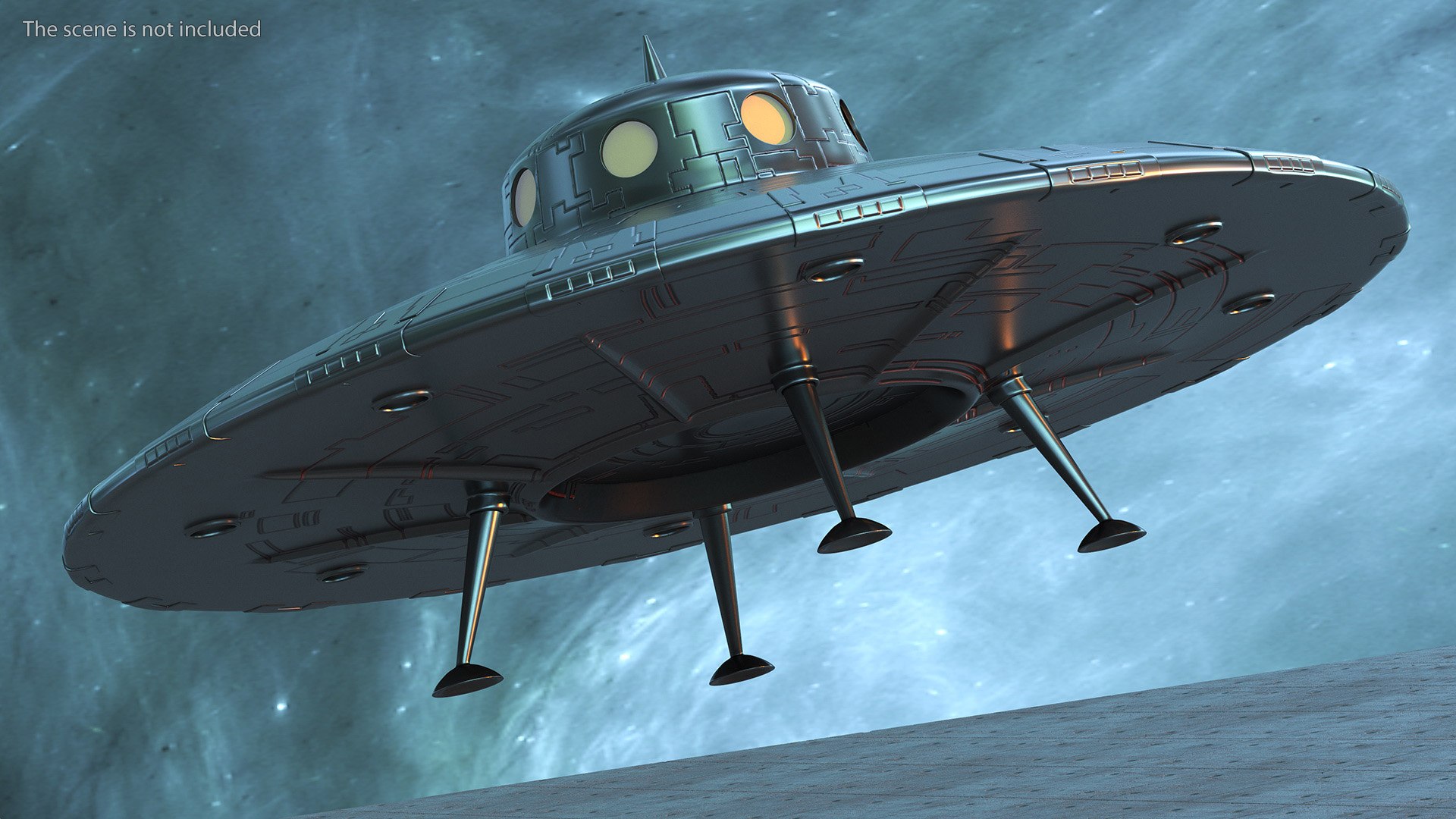 3D Retro UFO Ship Stand - TurboSquid 2113342