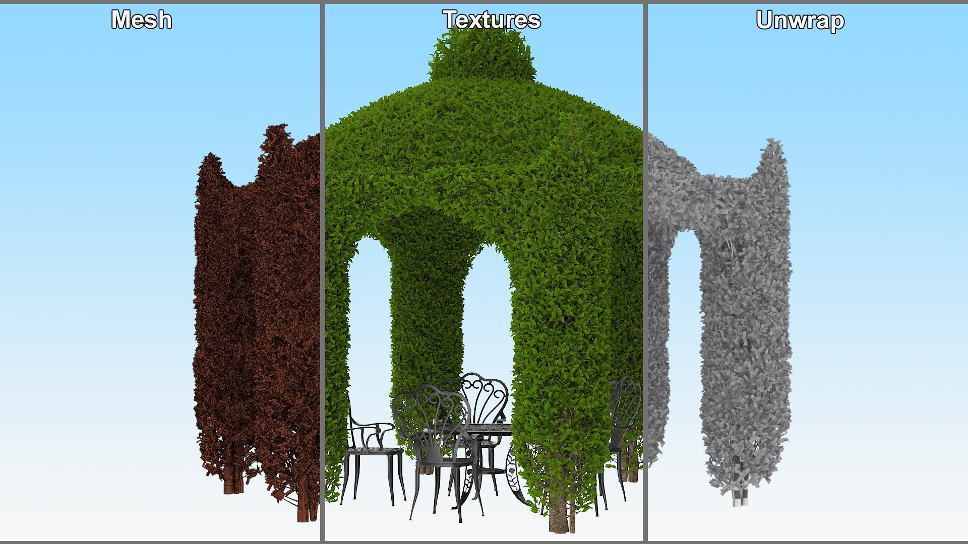 Ivy Gazebo With Garden Furniture 3D Model - TurboSquid 2337790