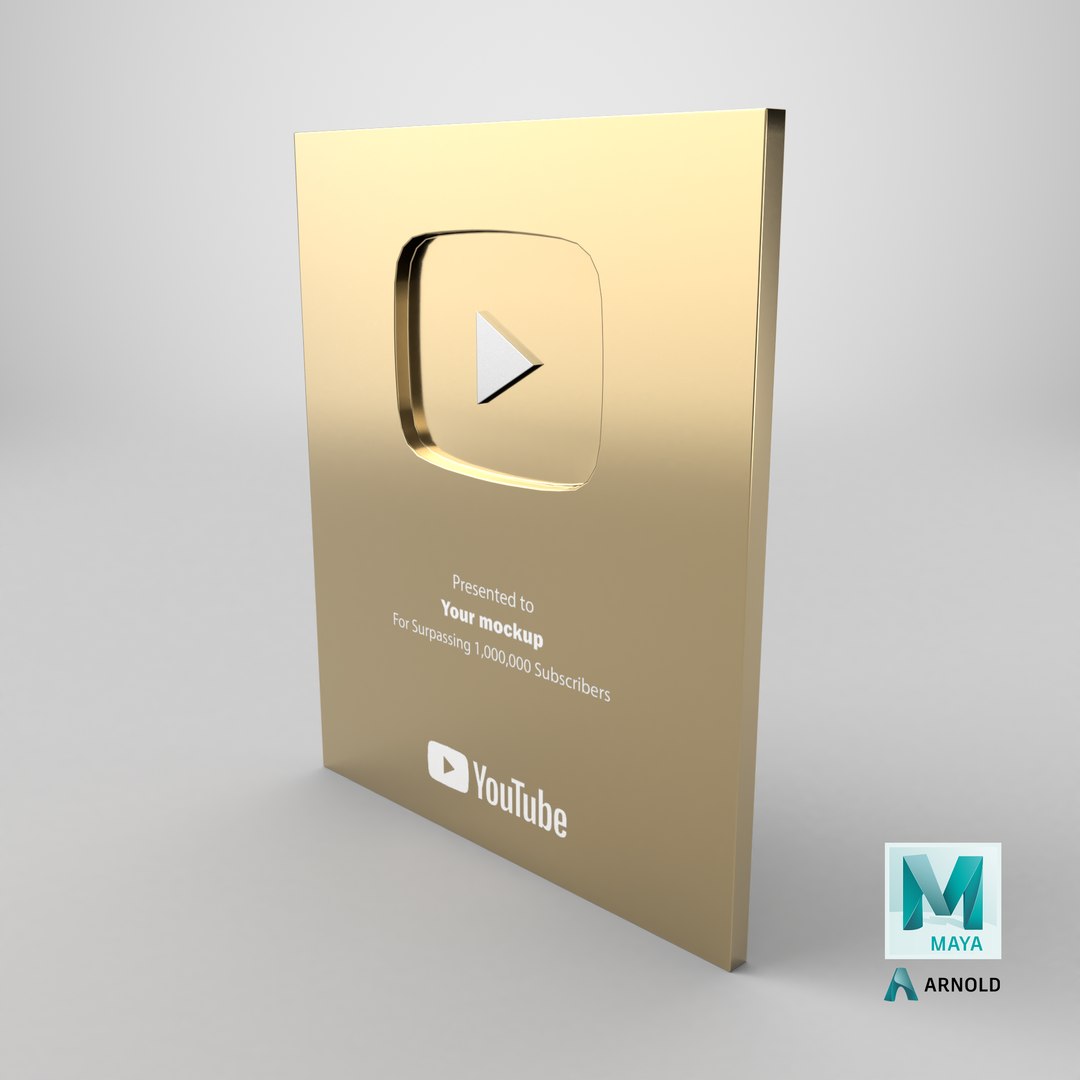 Golden Youtube Button 3D Model - TurboSquid 2163575