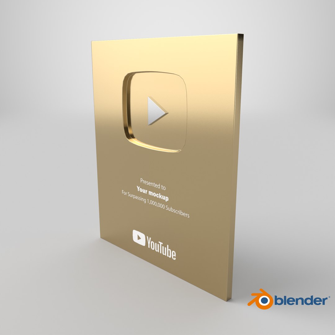 Golden Youtube Button 3D Model - TurboSquid 2163575