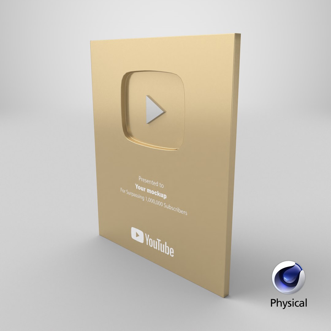 Golden Youtube Button 3D Model - TurboSquid 2163575