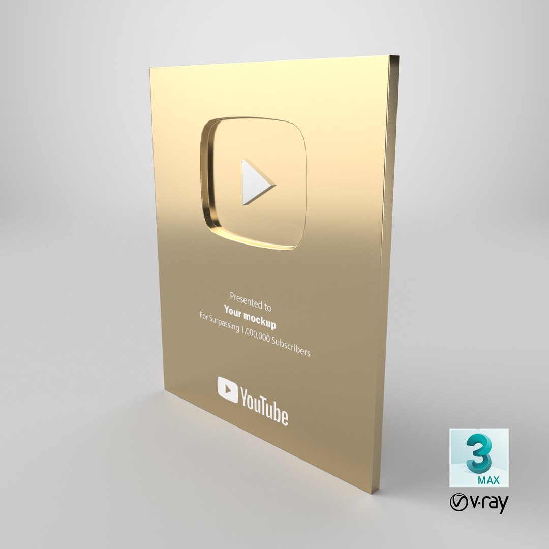 Golden Youtube Button 3D Model - TurboSquid 2163575