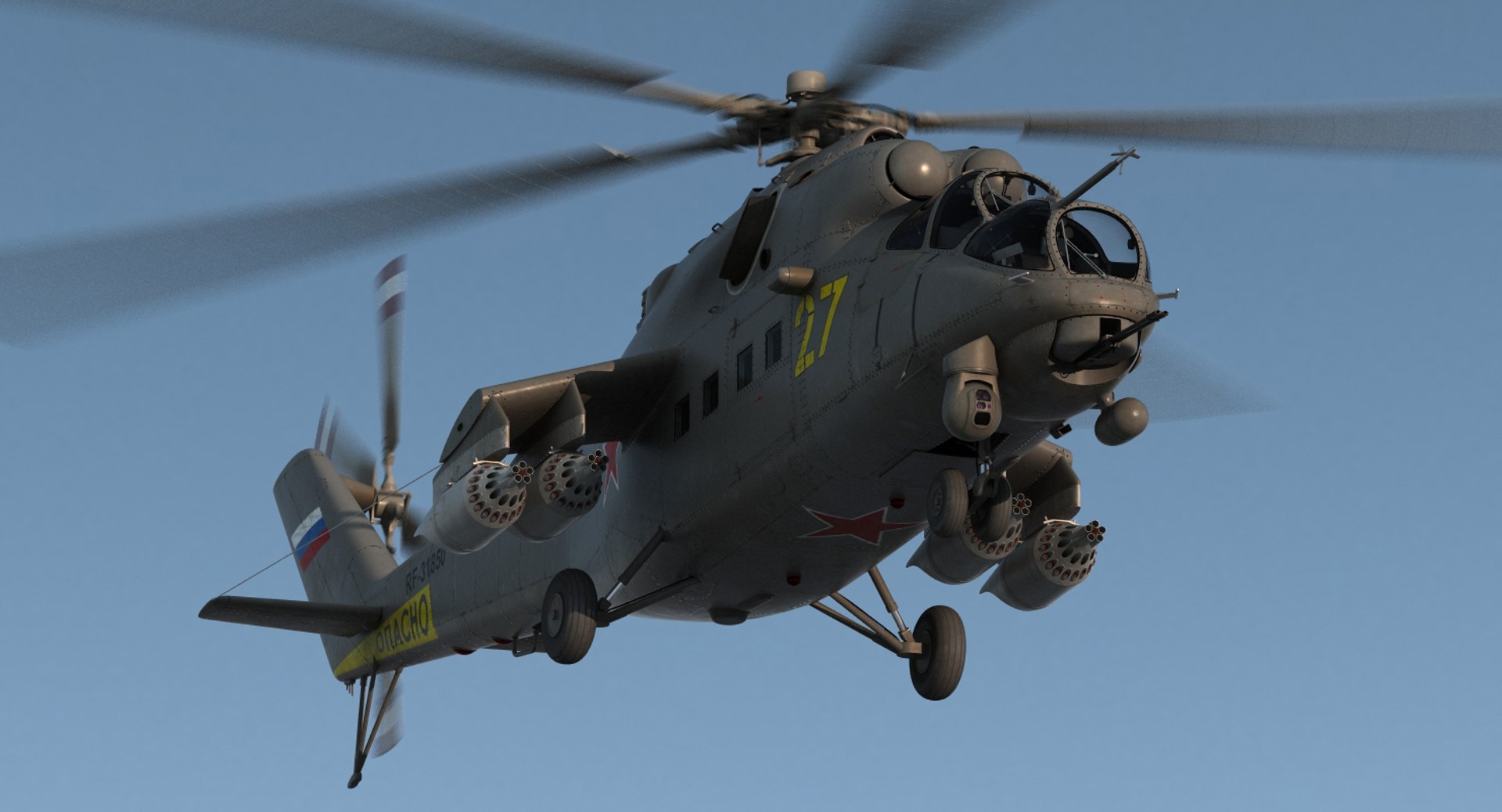 russian large helicopter gunship 3d model