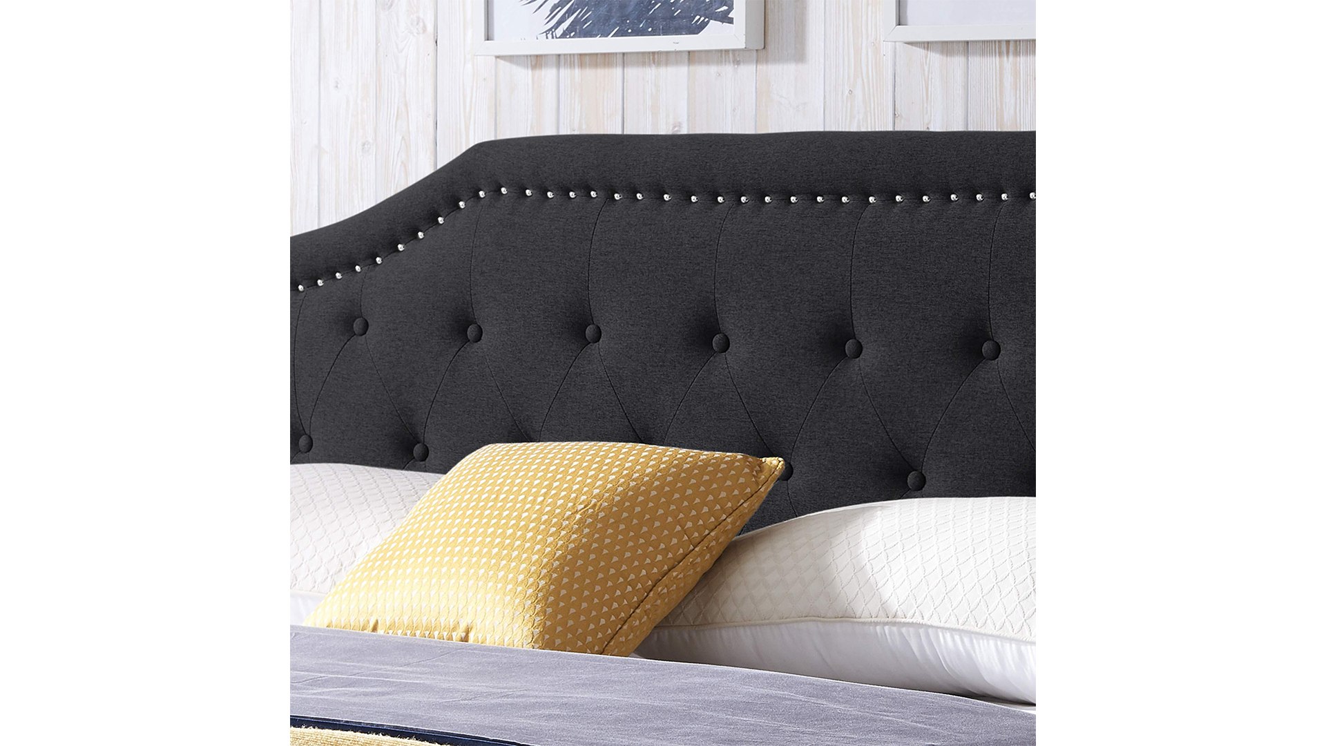 Noble House Elinor Upholstered Full Queen Headboard In Black 3D Model ...
