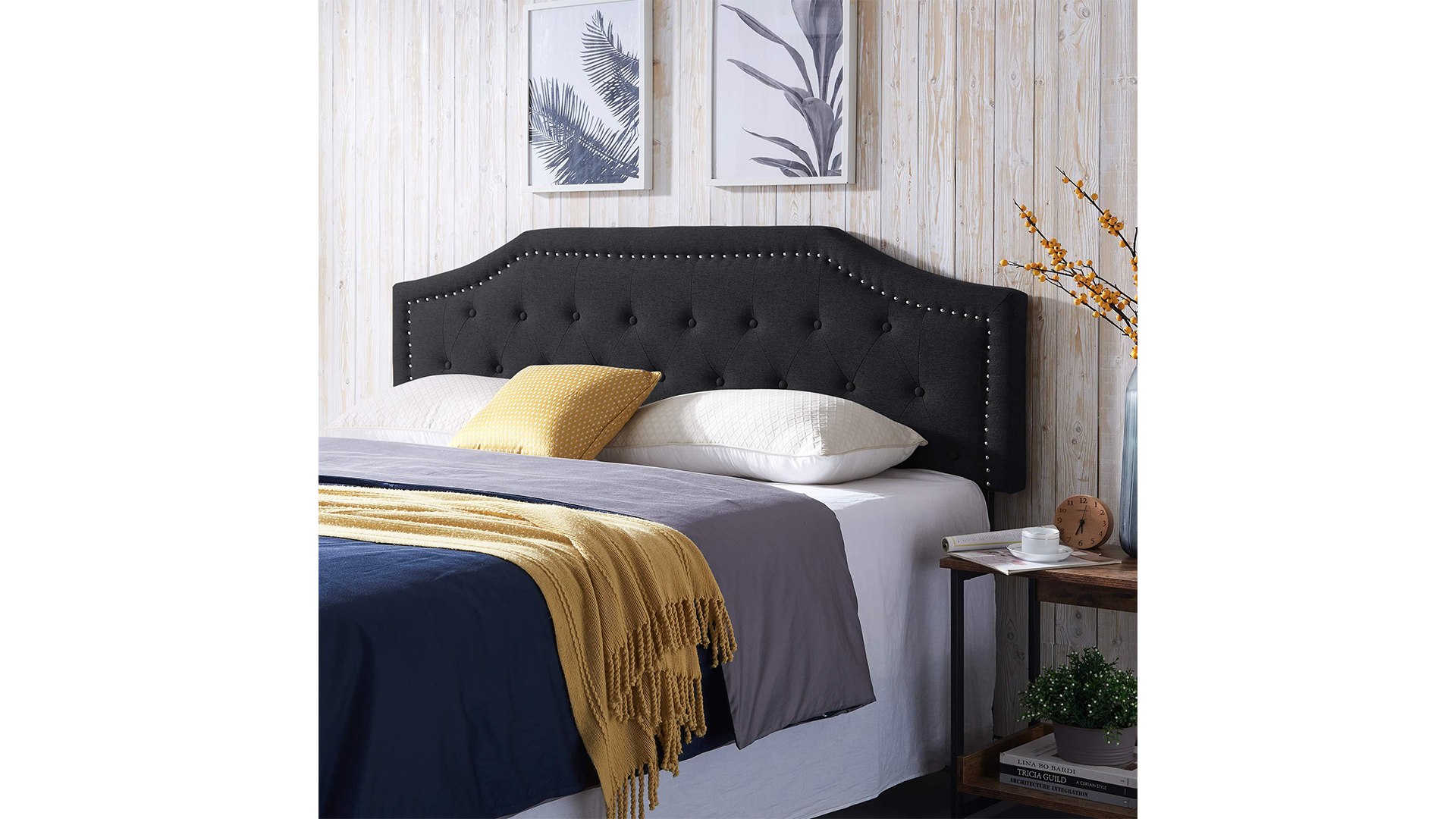 Noble House Elinor Upholstered Full Queen Headboard In Black 3D Model ...