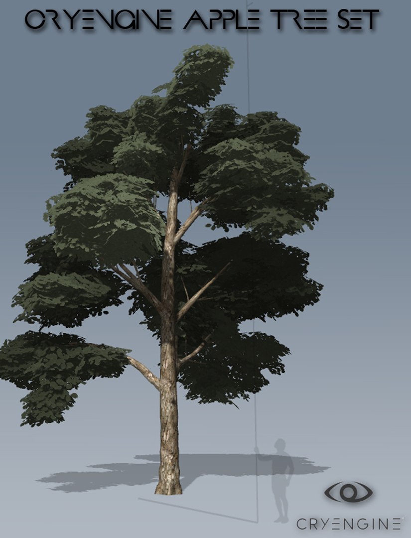 3ds realistic apple tree set