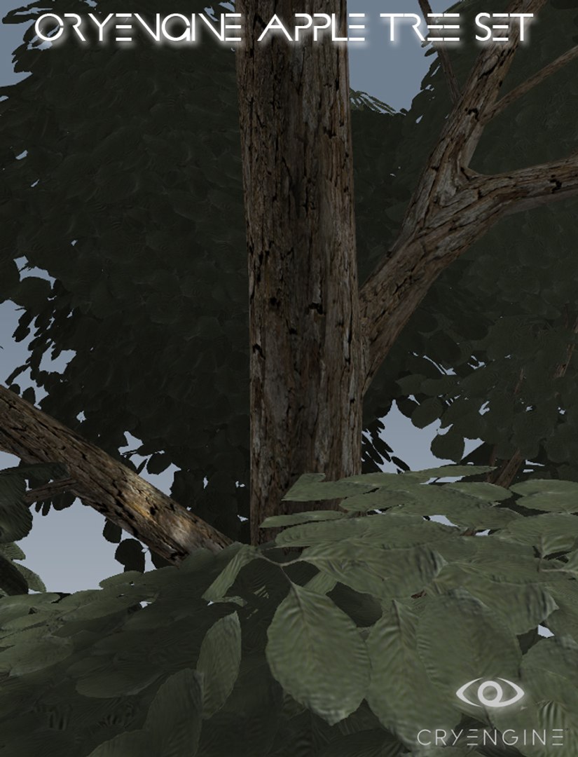 3ds realistic apple tree set