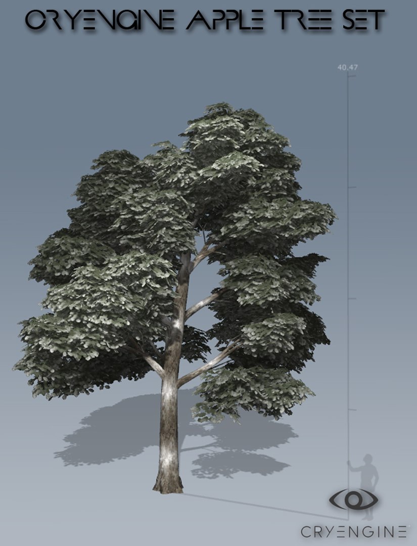 3ds realistic apple tree set