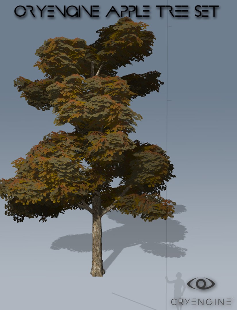 3ds realistic apple tree set