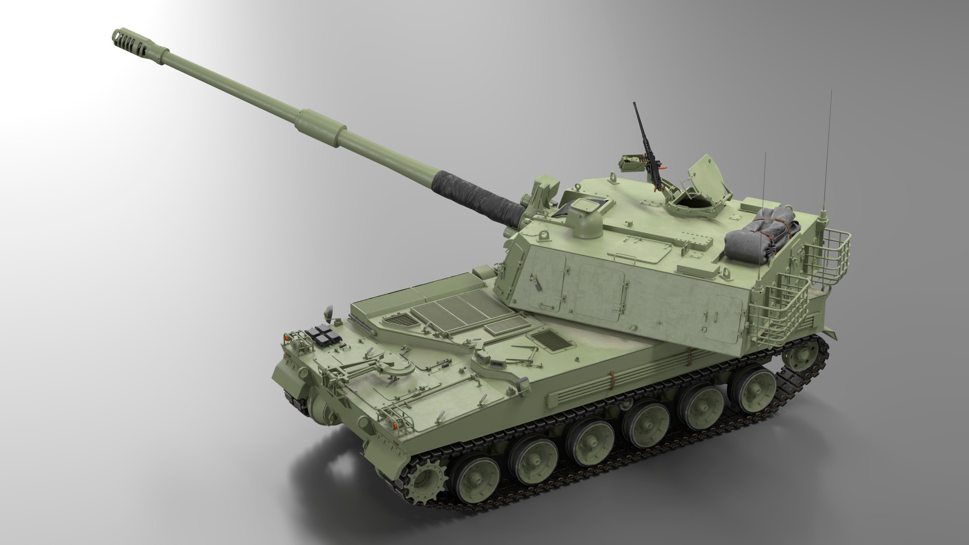 Self Propelled Artillery System Rigged 3D Model - TurboSquid 2242115